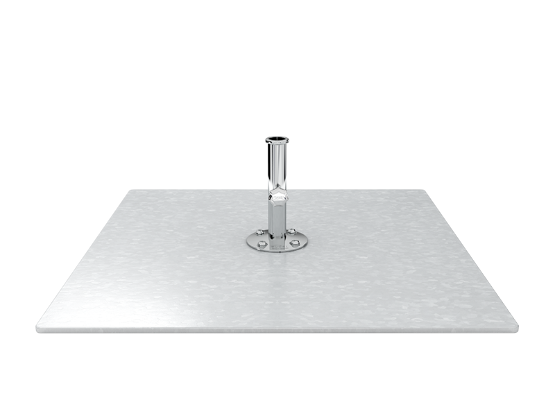 G-Plate Square base i galvaniseret stål - 41 kg inkl. tube – scheel-larsen